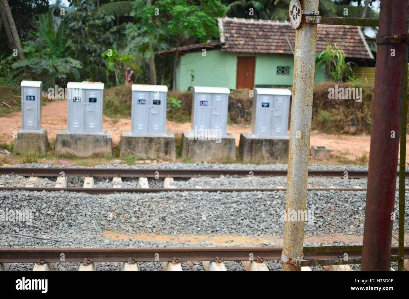 Railway tracks with signalling equipment Stock Photo - Alamy
