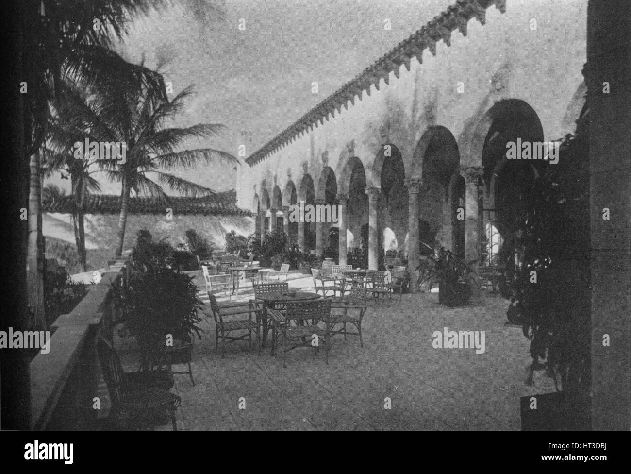 Terrace and arcade, Gulf Stream Golf Club, Palm Beach, Florida, 1925 ...