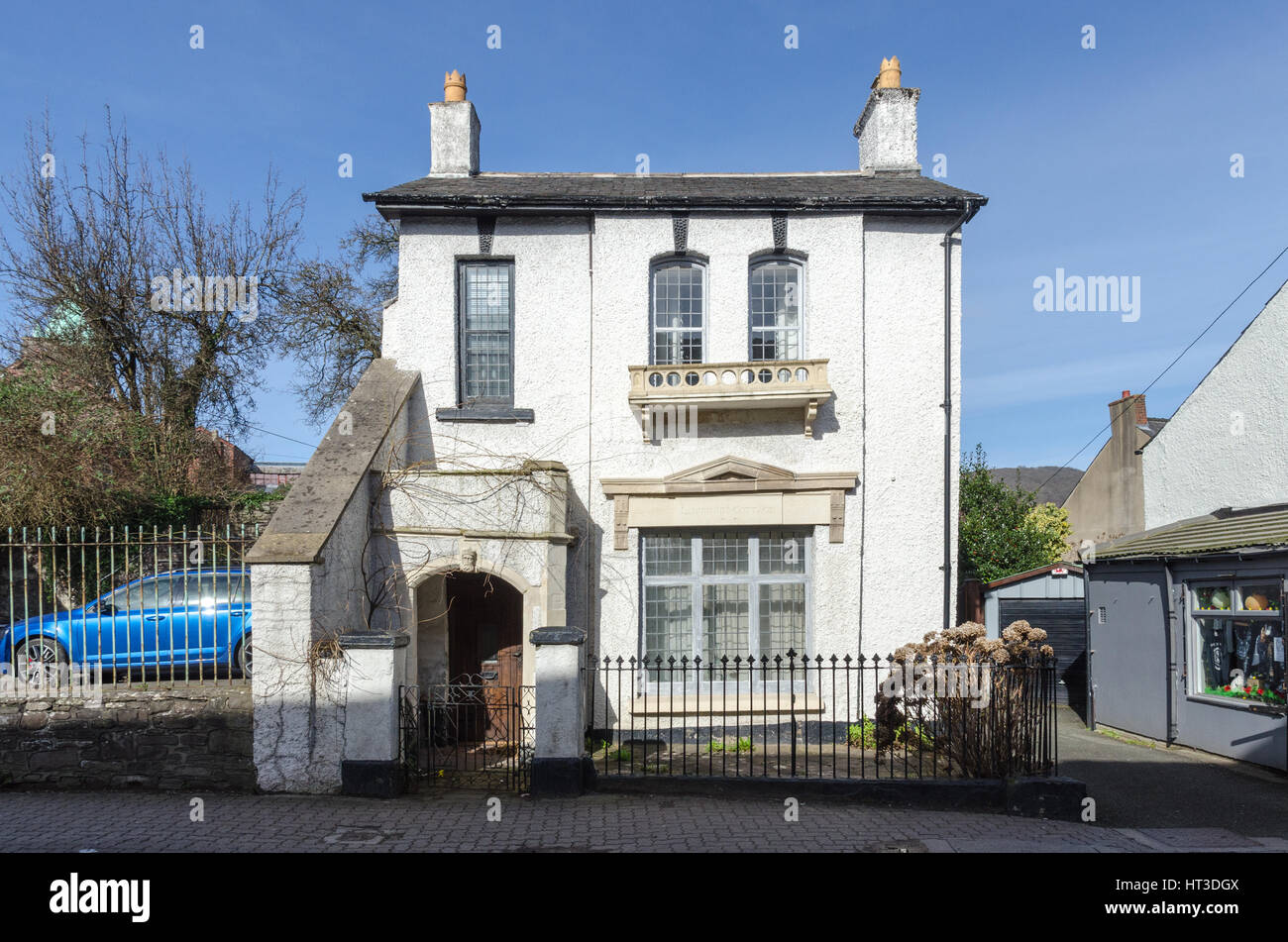 Small white detached crooked cottage in Monk Street in Abergavenny ...