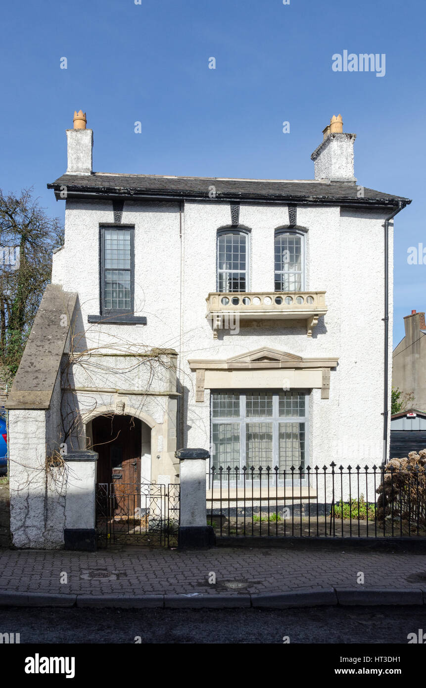 Small white detached crooked cottage in Monk Street in Abergavenny ...
