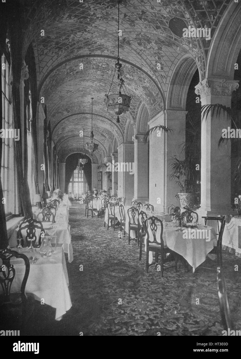 Interior of the dining terrace, Hotel Statler, Buffalo, New York, 1923 ...