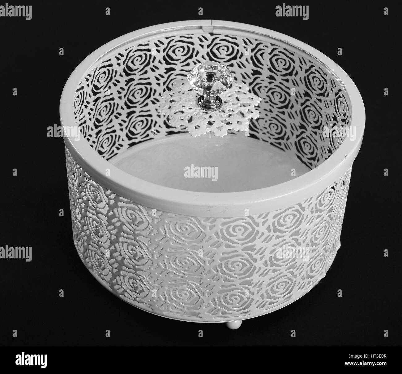 Decorative glass round box with lid Stock Photo - Alamy