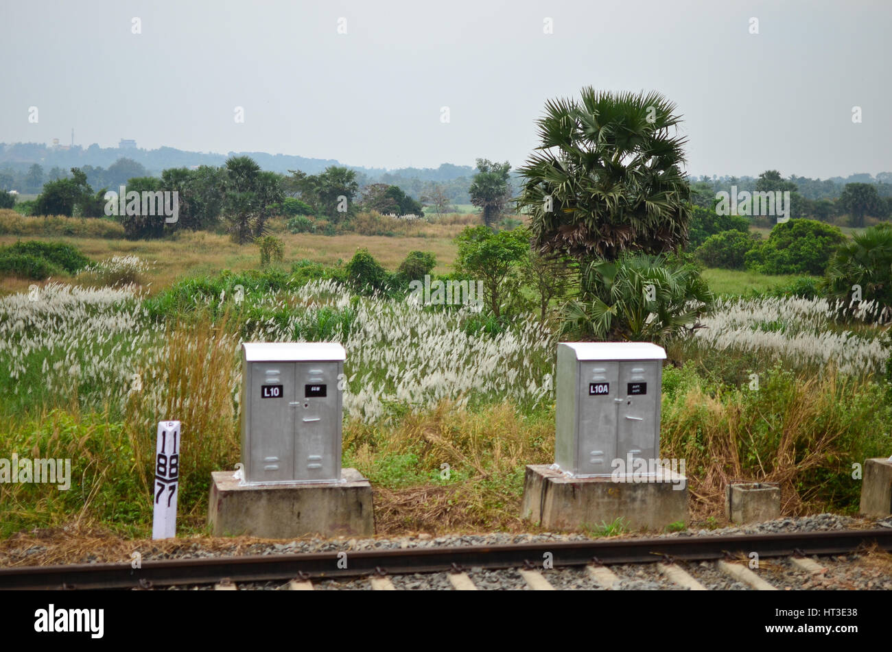 Railway tracks with signalling equipment Stock Photo - Alamy
