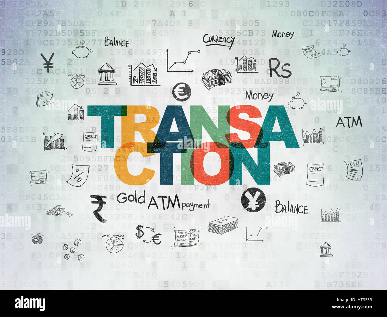 Currency concept: Transaction on Digital Data Paper background Stock ...