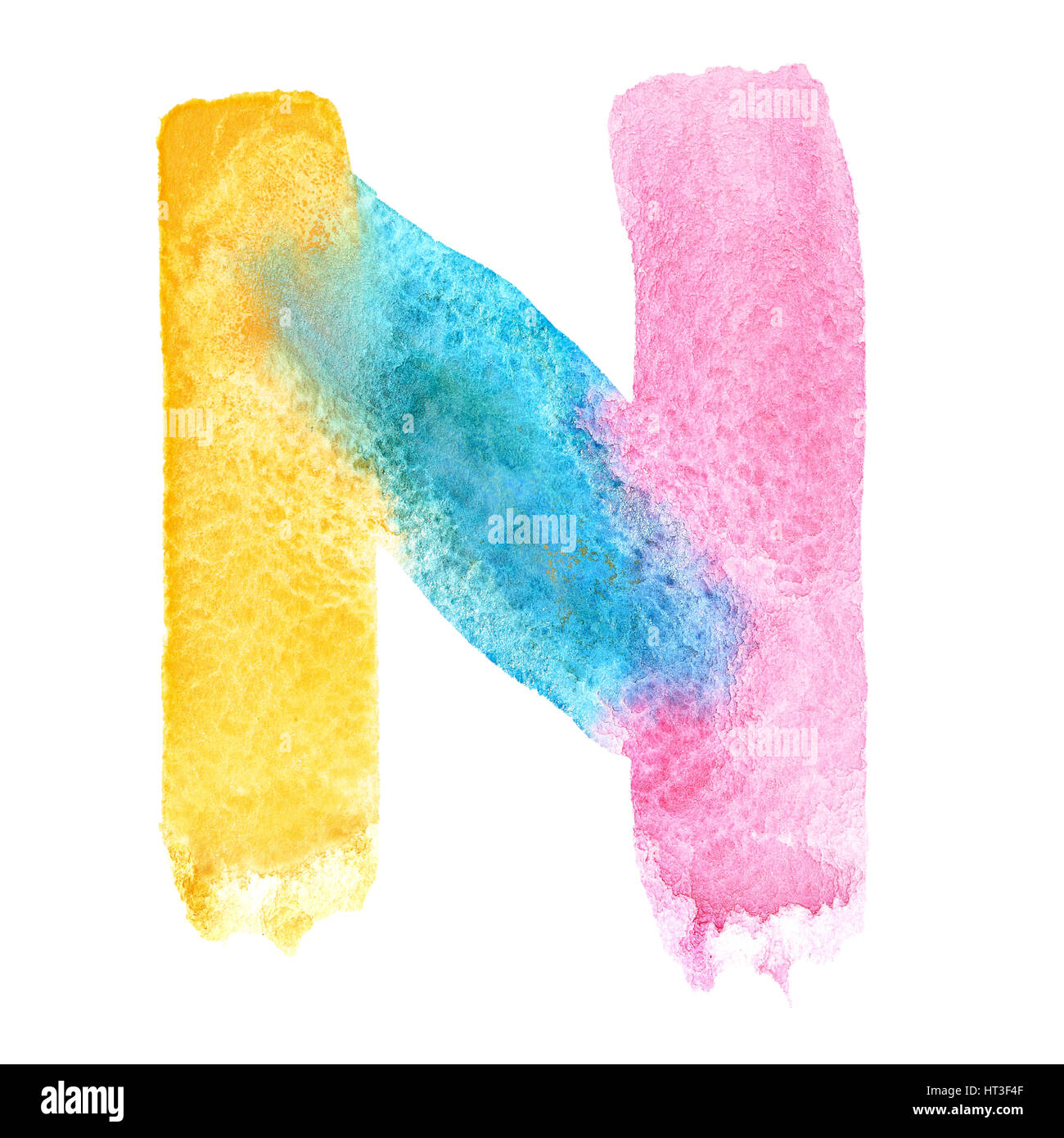 Letter N - colorful watercolor abc Stock Photo - Alamy