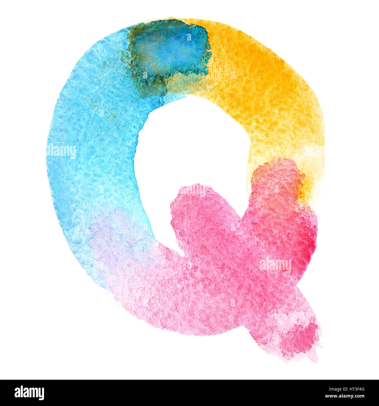 Letter Q - colorful watercolor abc Stock Photo - Alamy