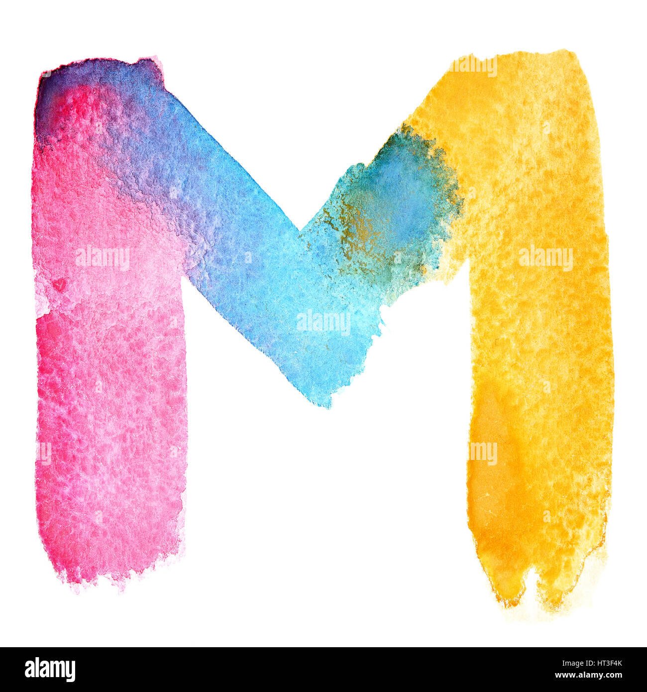 Letter M - colorful watercolor abc Stock Photo - Alamy