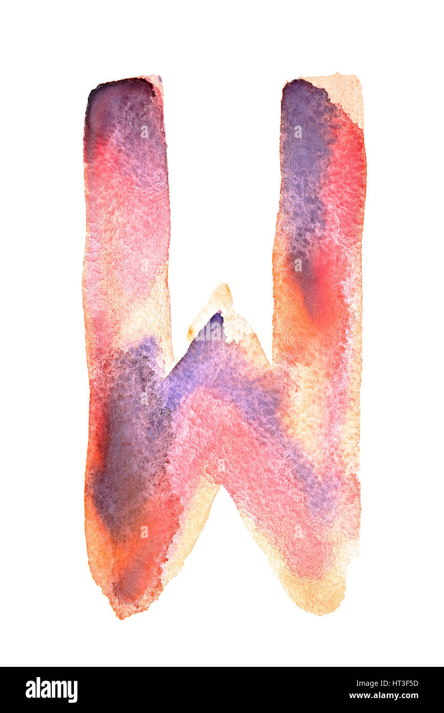 W - handmade watercolor alphabet Stock Photo - Alamy