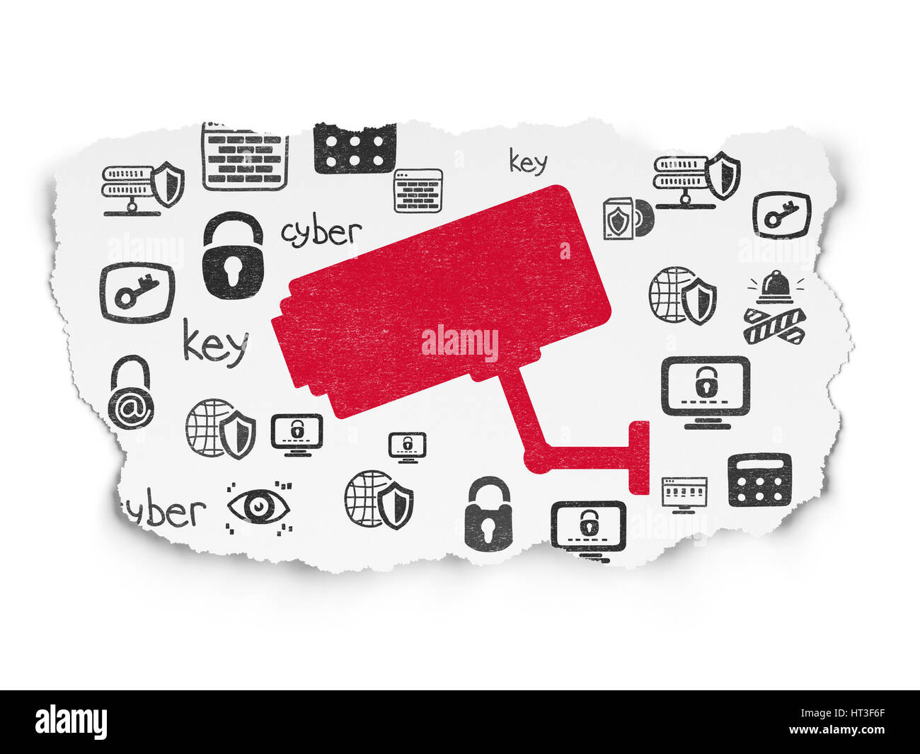 Safety concept: Cctv Camera on Torn Paper background Stock Photo - Alamy