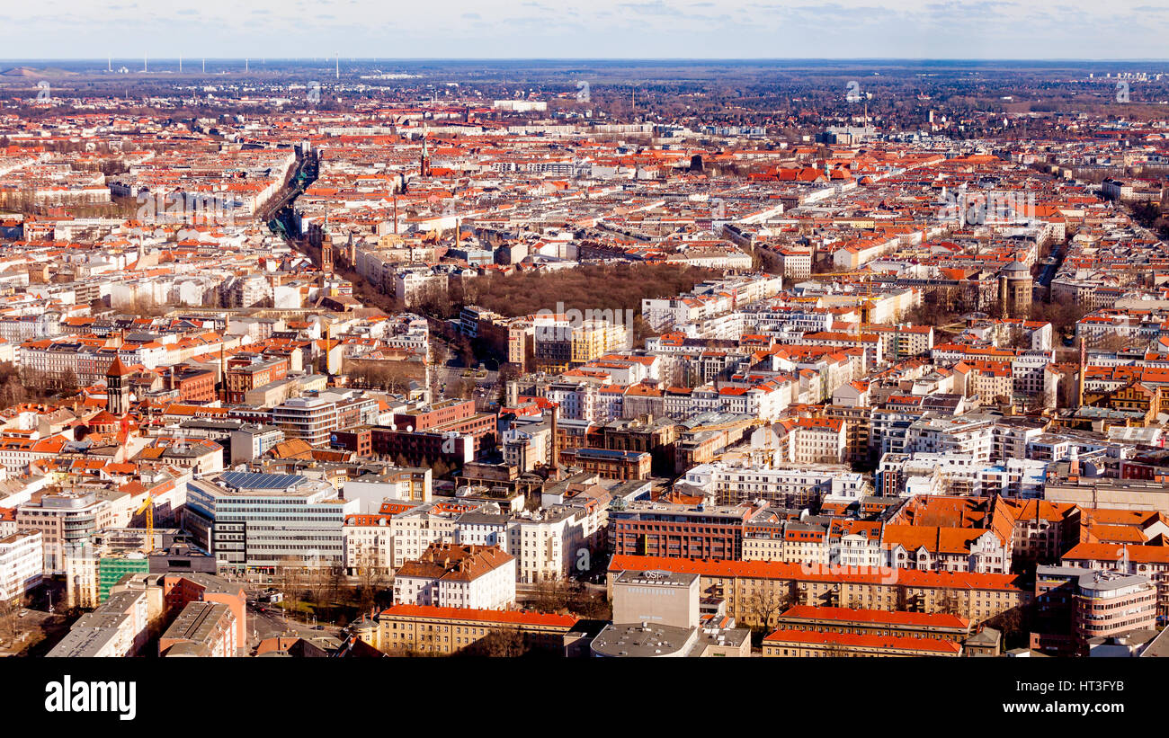 BERLIN, GERMANY - MARCH 22, 2015: Aerial bird eye view of the city of ...