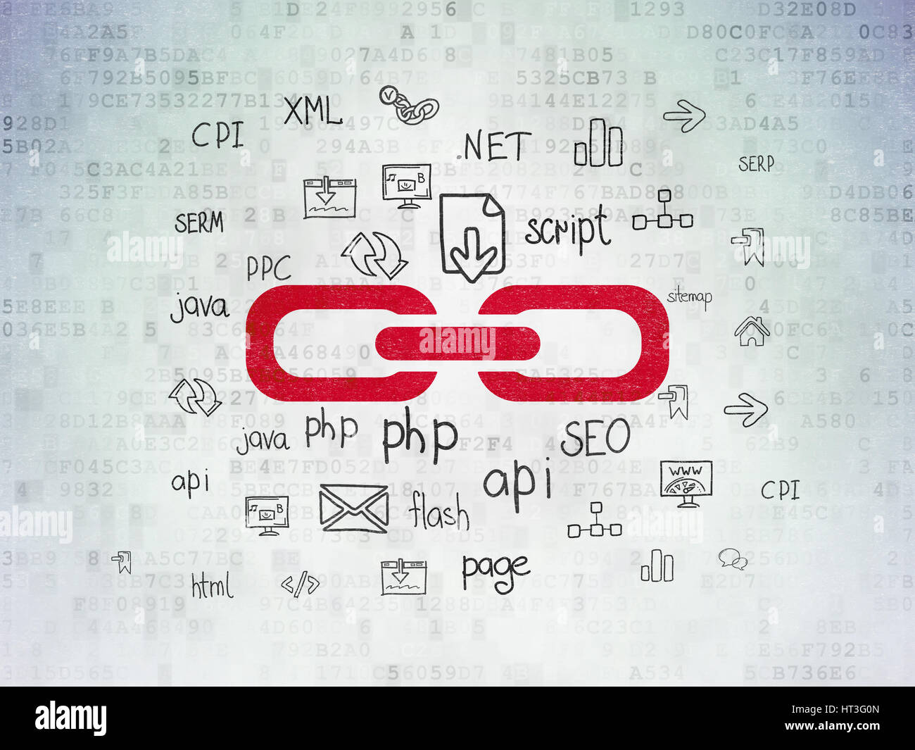 Web development concept: Link on Digital Data Paper background Stock ...