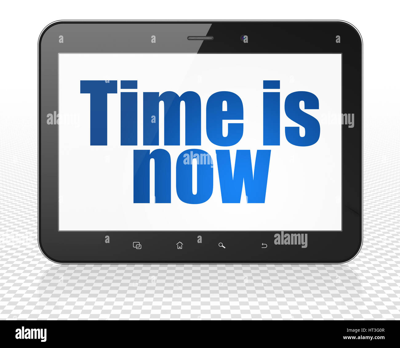 Time concept: Tablet Pc Computer with Time is Now on display Stock ...