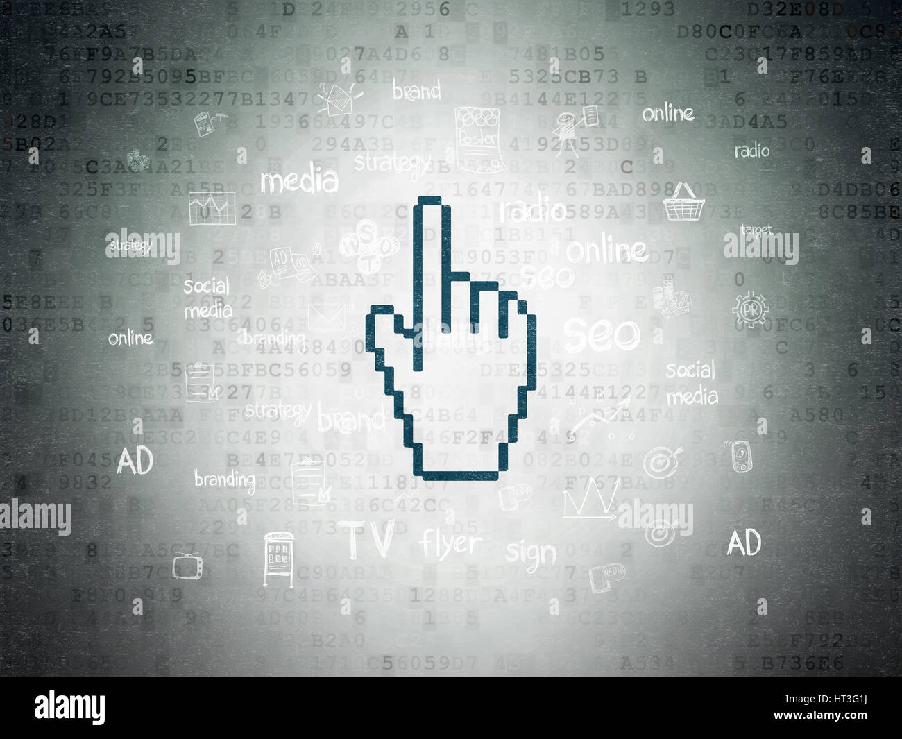 Marketing concept: Mouse Cursor on Digital Data Paper background Stock ...