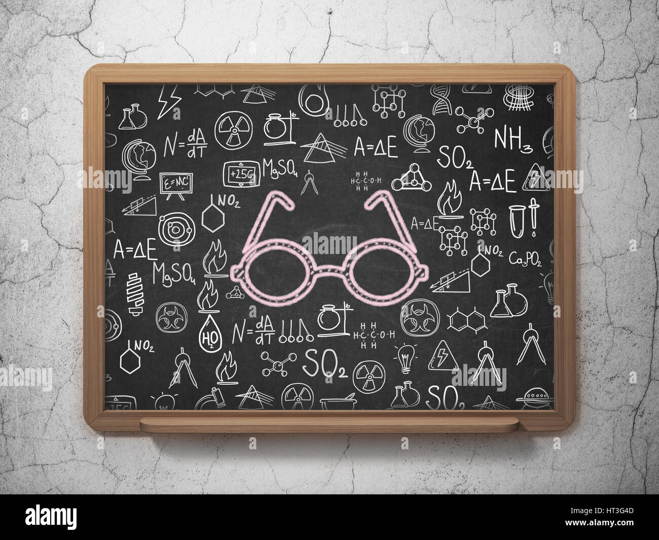 Science concept: Glasses on School board background Stock Photo - Alamy