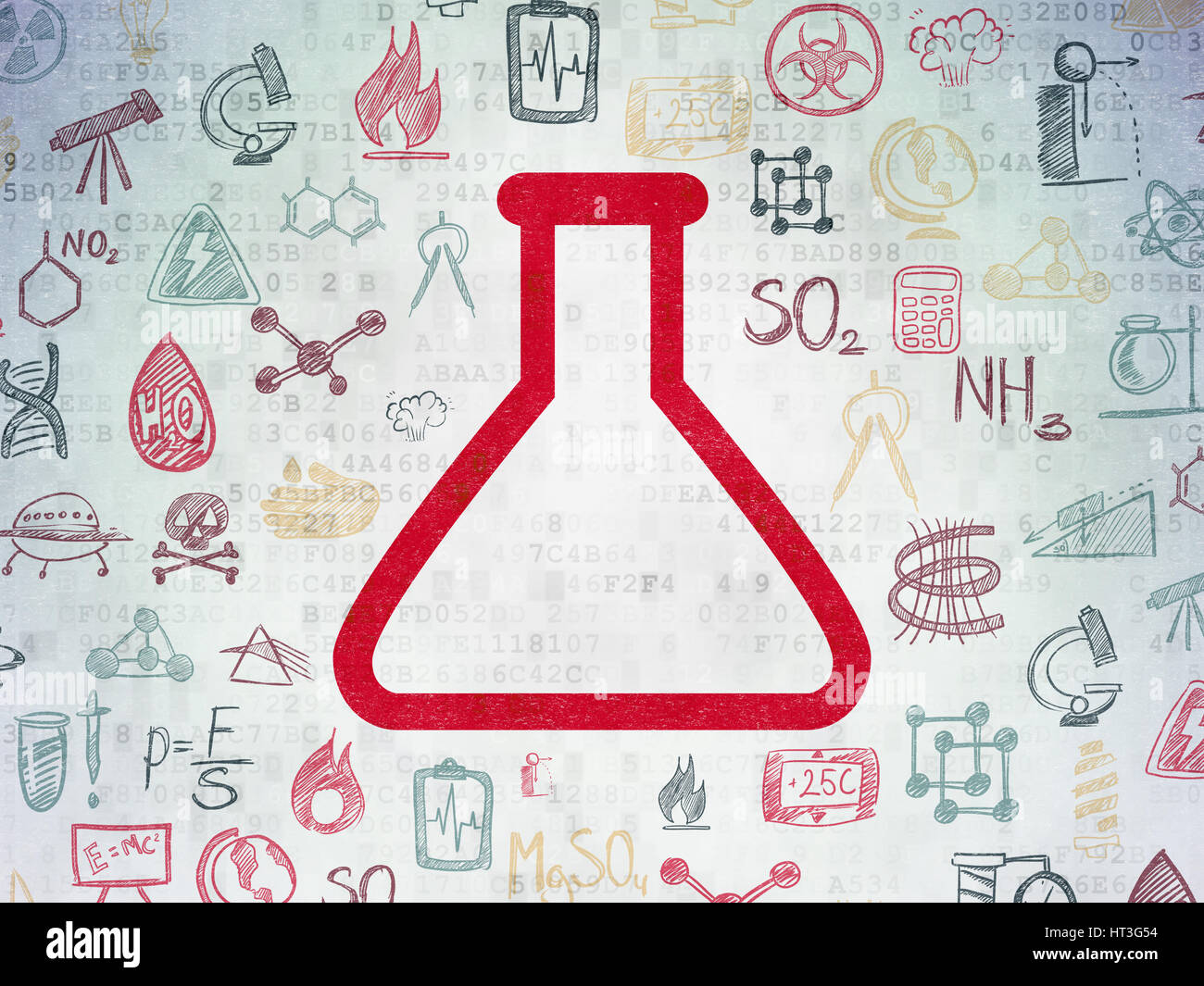 Science concept: Flask on Digital Data Paper background Stock Photo - Alamy