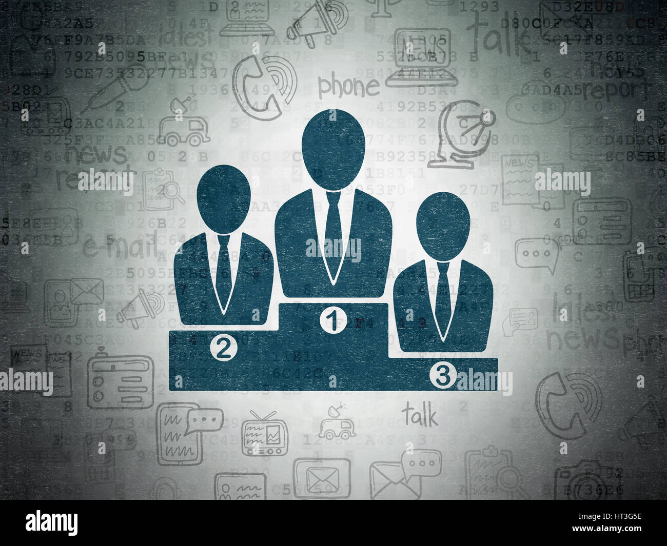 News concept: Business Team on Digital Data Paper background Stock ...