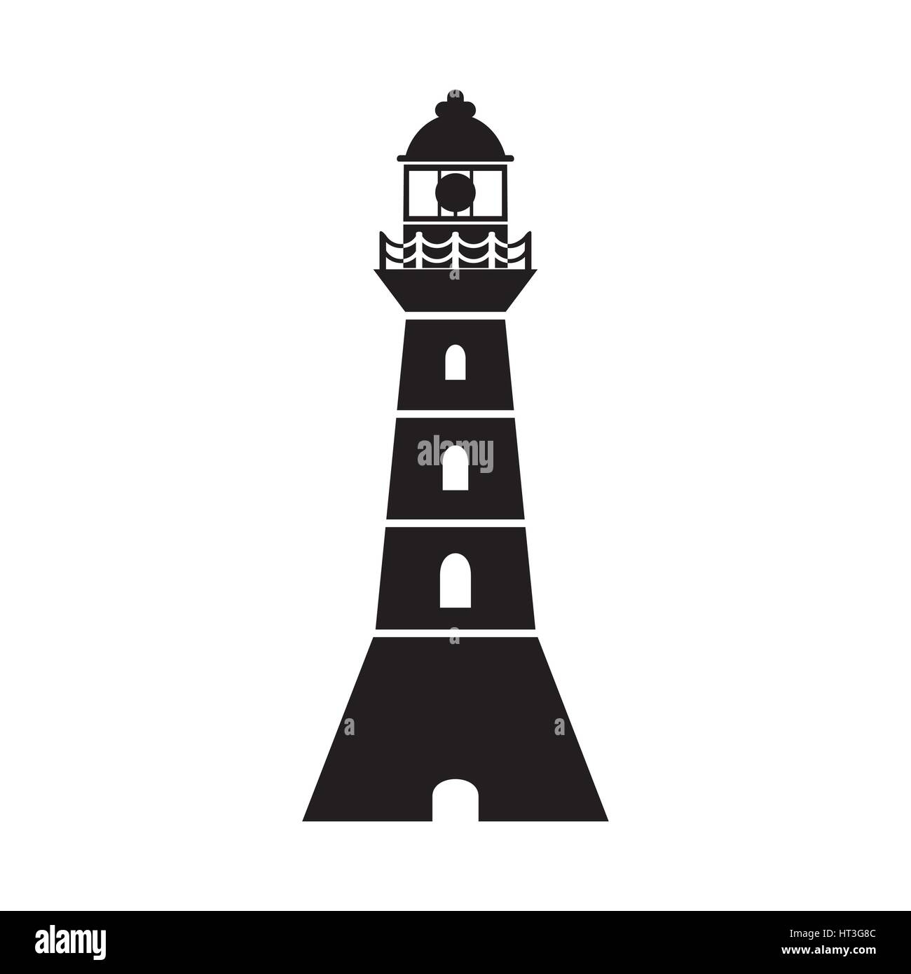 Lighthouse on coast black Stock Vector Images - Alamy