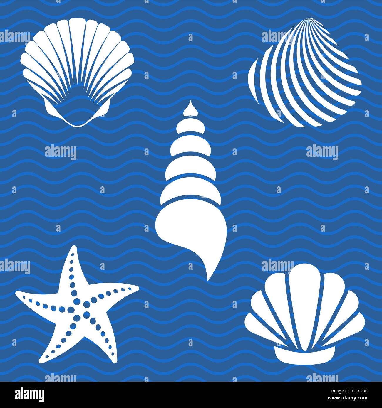 Sea shells by the sea shore Stock Vector Images - Alamy