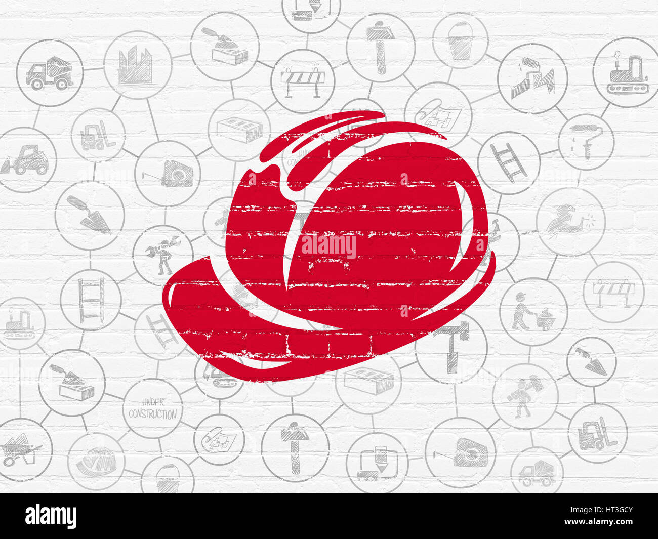 Building construction concept: Safety Helmet on wall background Stock ...