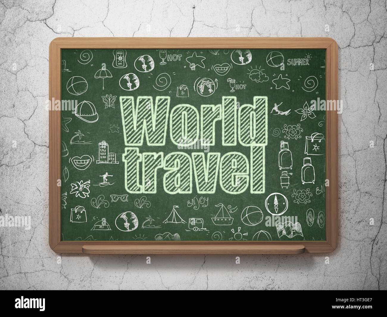 Vacation concept: World Travel on School board background Stock Photo ...