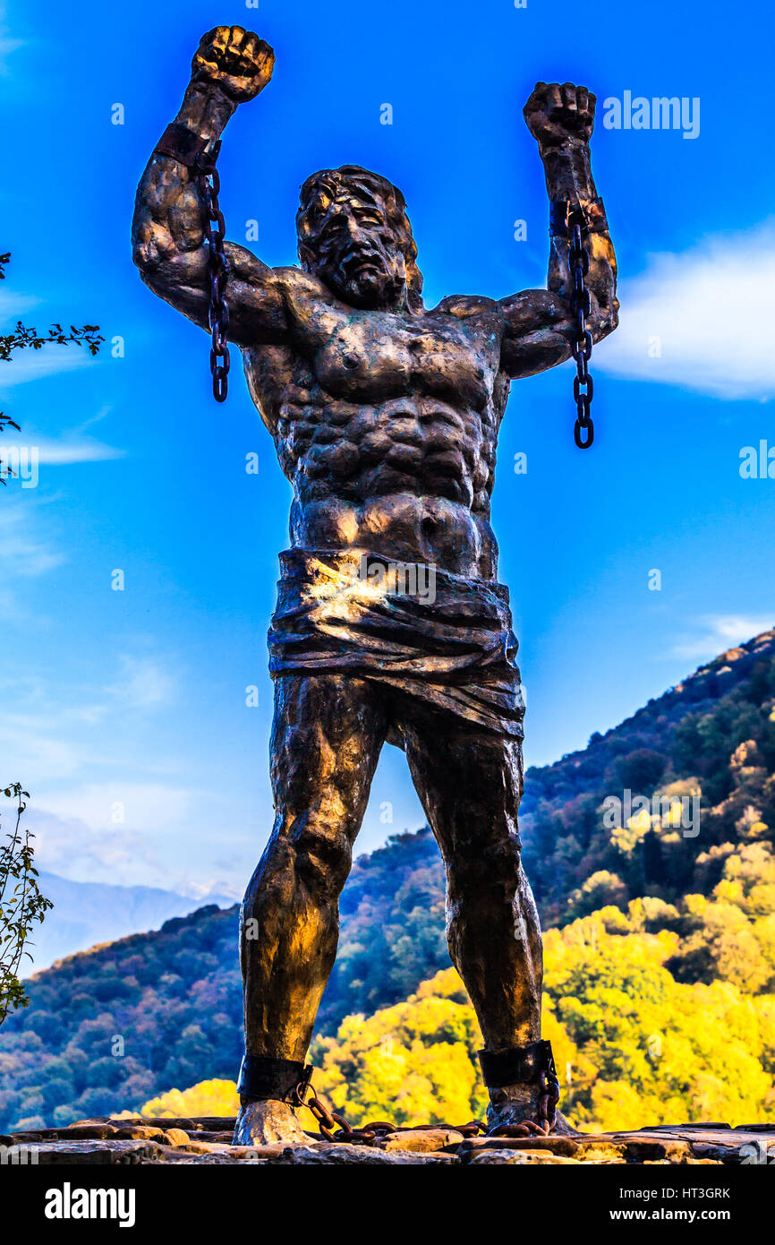 The sculpture of Prometheus, Sochi national Park Stock Photo - Alamy