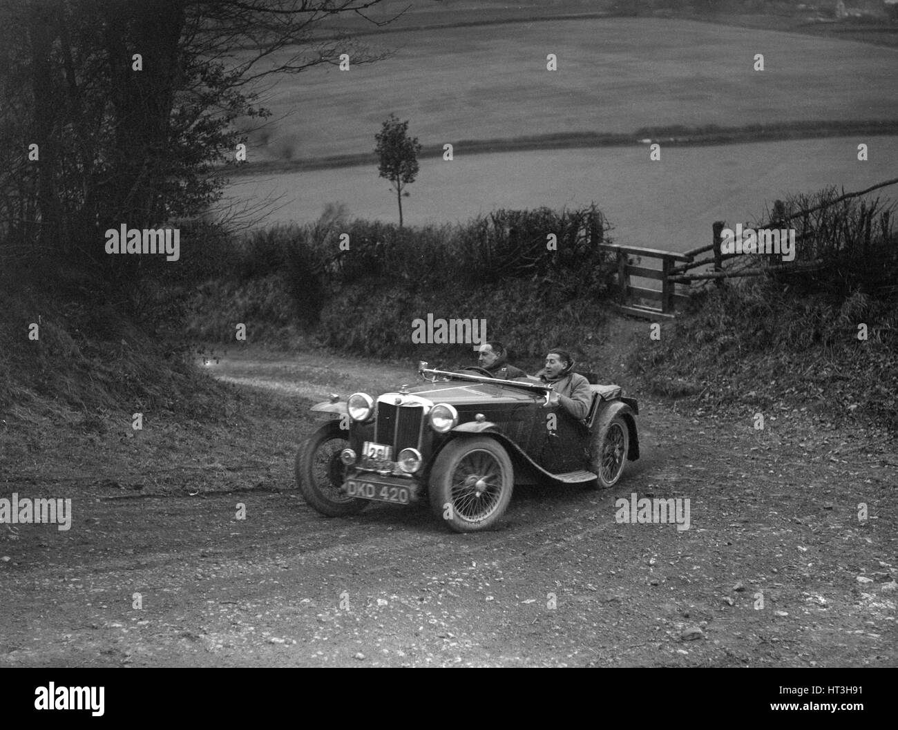 MG TA of WH Depper competing in the MG Car Club Midland Centre Trial ...