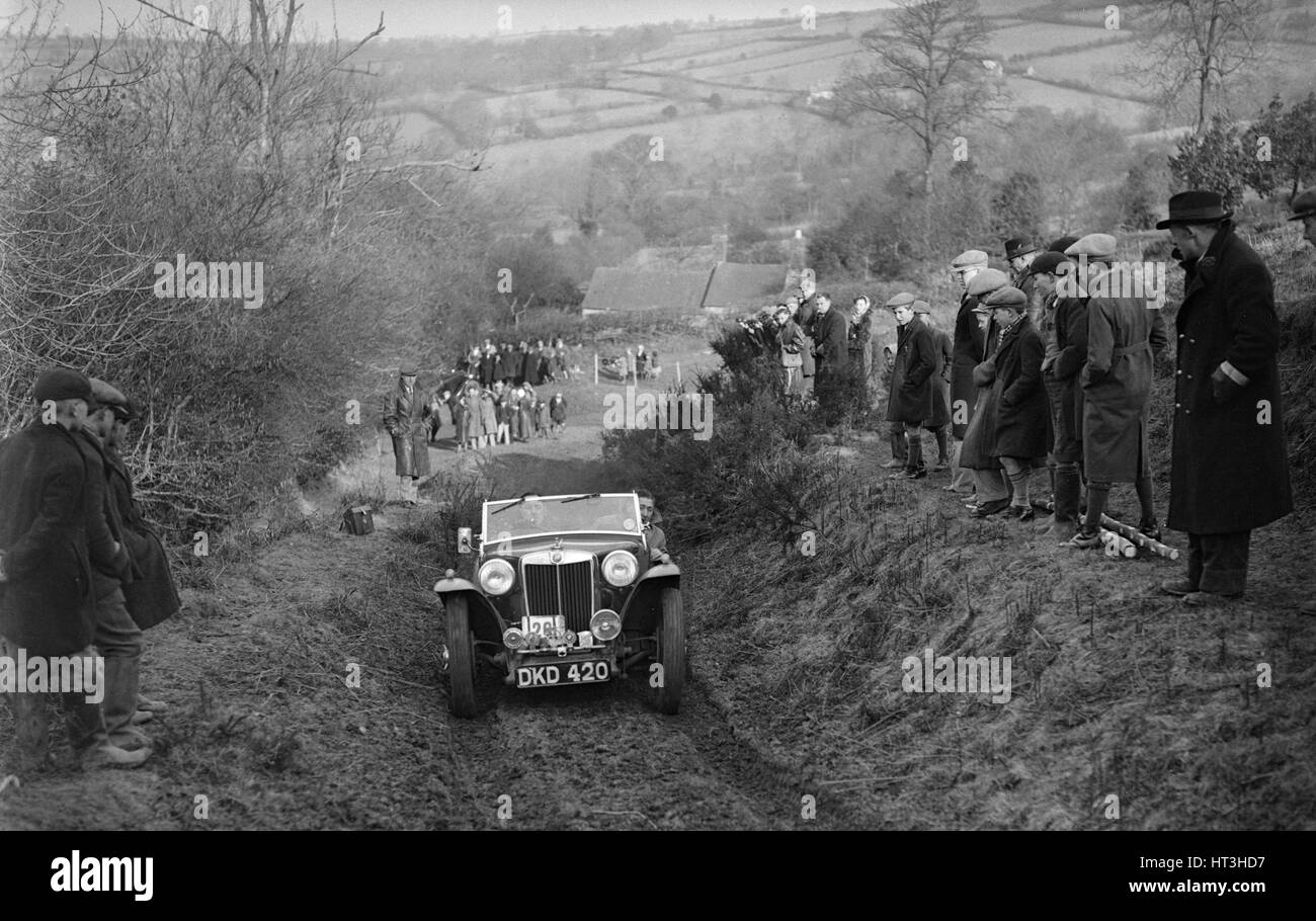 MG TA of WH Depper competing in the MG Car Club Midland Centre Trial ...