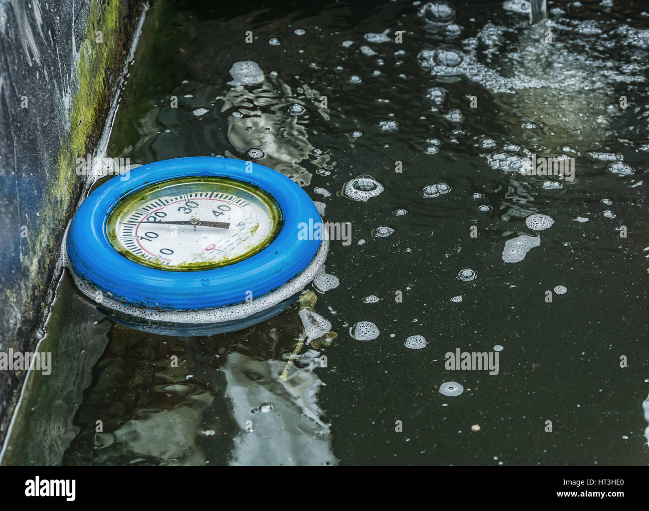 Floating thermometer to determine the temperature of the water Stock ...