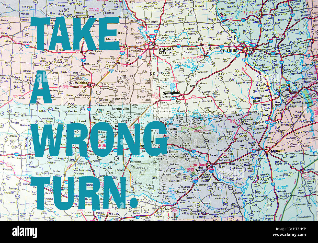 motivational quote on United States road map Stock Photo - Alamy