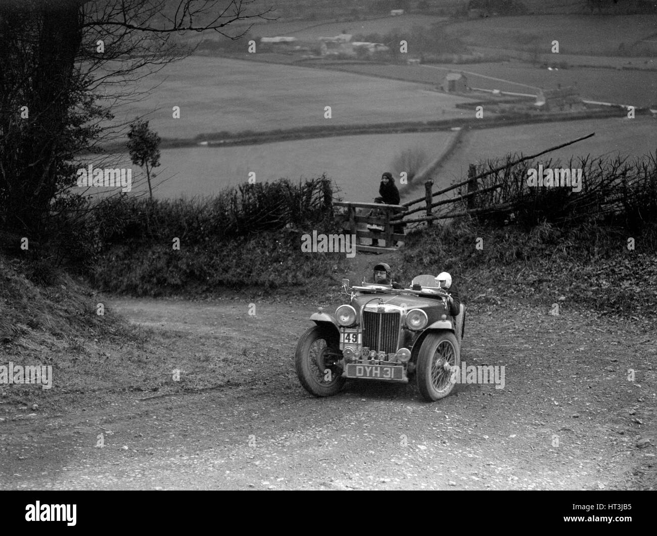 MG TA of JF Kingham competing in the MG Car Club Midland Centre Trial ...