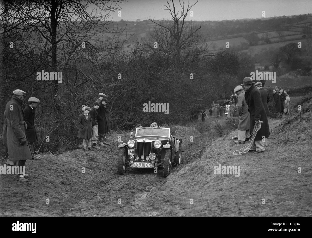 MG TA of F Wallace competing in the MG Car Club Midland Centre Trial ...