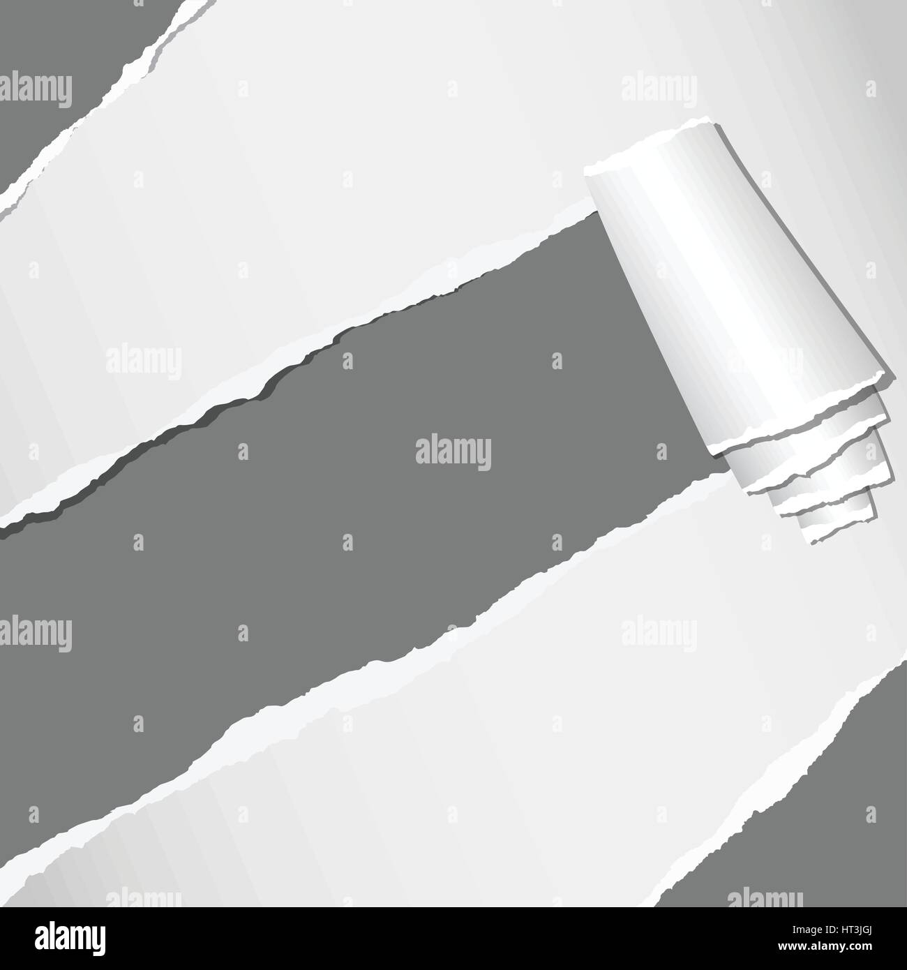 Rolled and ripped white notebook sheet, torn paper in corners Stock ...