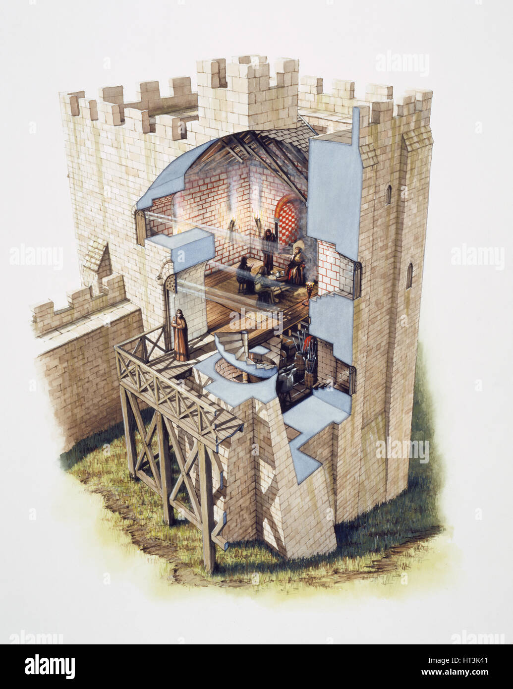 Peveril Castle, 12th century, (c1990-2010) Artist: Peter Urmston Stock ...