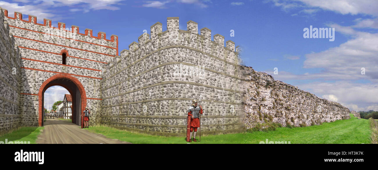 South gate of Silchester Roman City Walls, c3rd century, (c1990-2010 ...