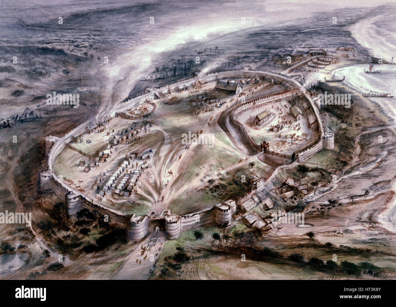 Pevensey Castle, c3rd century, (c1960s) Artist: Alan Ernest Sorrell ...