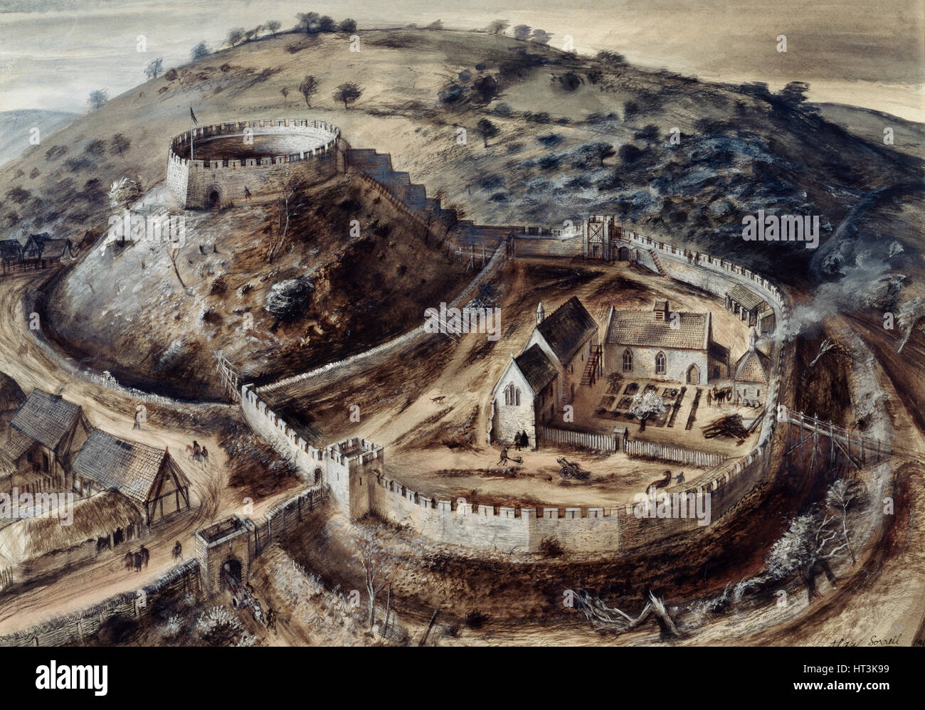 Motte and bailey castle drawing hi-res stock photography and images - Alamy