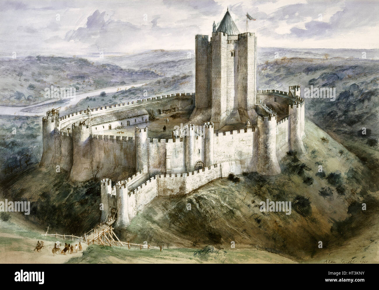 Conisbrough Castle, 13th century, (c1960s). Artist: Alan Ernest Sorrell ...
