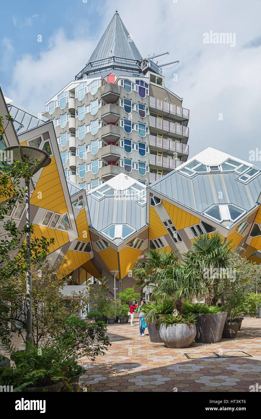 Rotterdam, Netherlands – May 26, 2016: Cube houses are a set of ...
