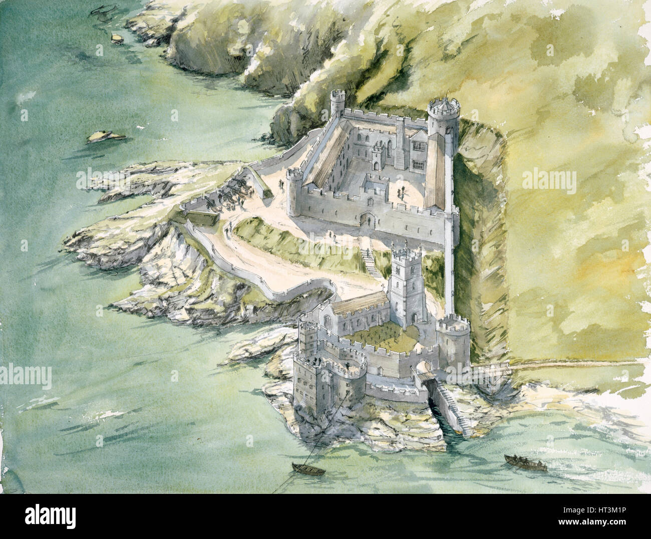 Dartmouth Castle, c1550, (c1990-2010). Artist: Peter Dunn Stock Photo ...