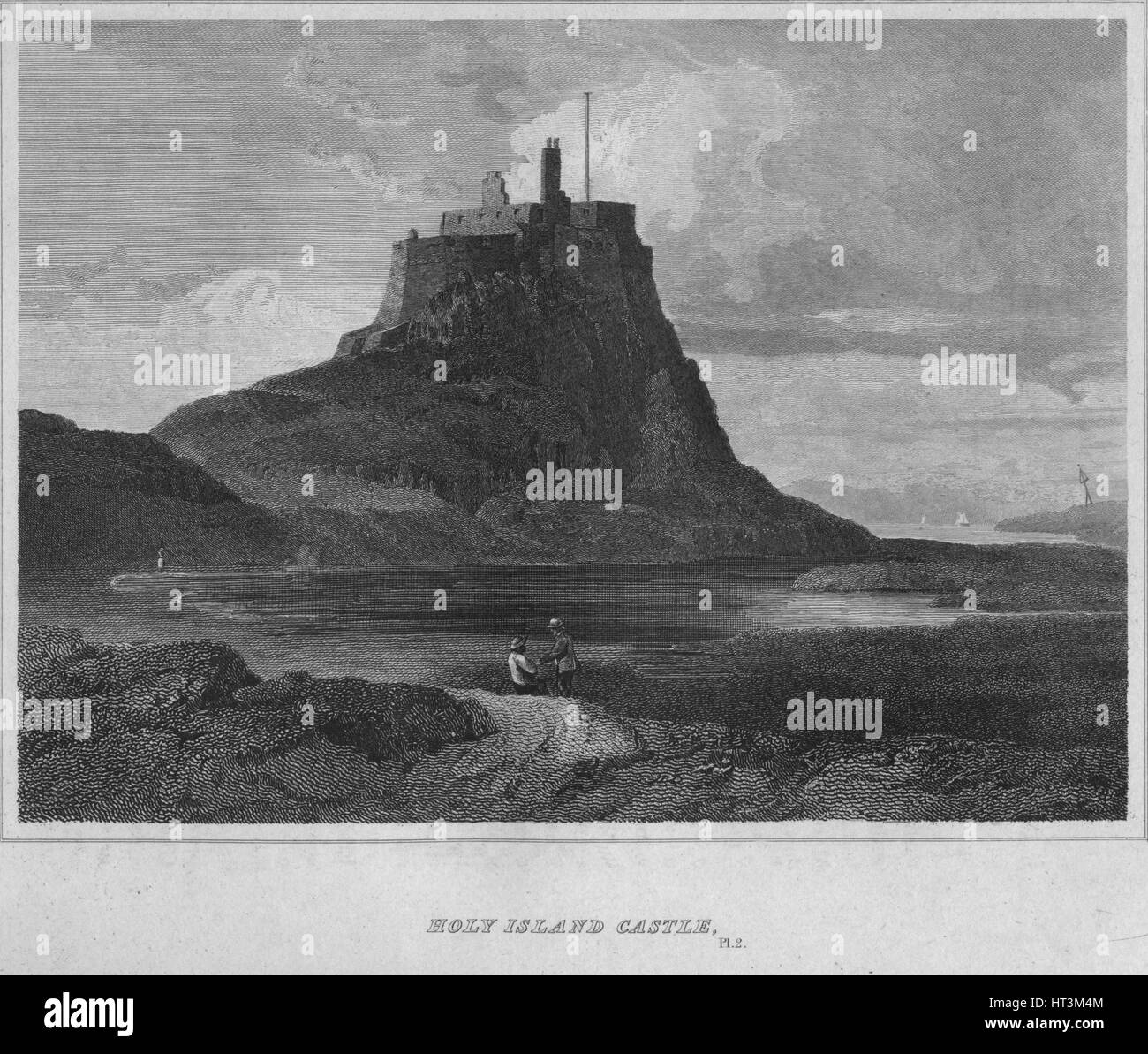 'Holy Island Castle', 1814. Artist: John Greig Stock Photo - Alamy