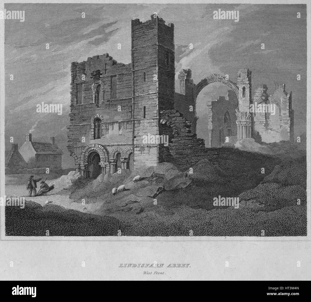 'Lindisfarne Abbey. West Front', 1814. Artist: John Greig Stock Photo ...