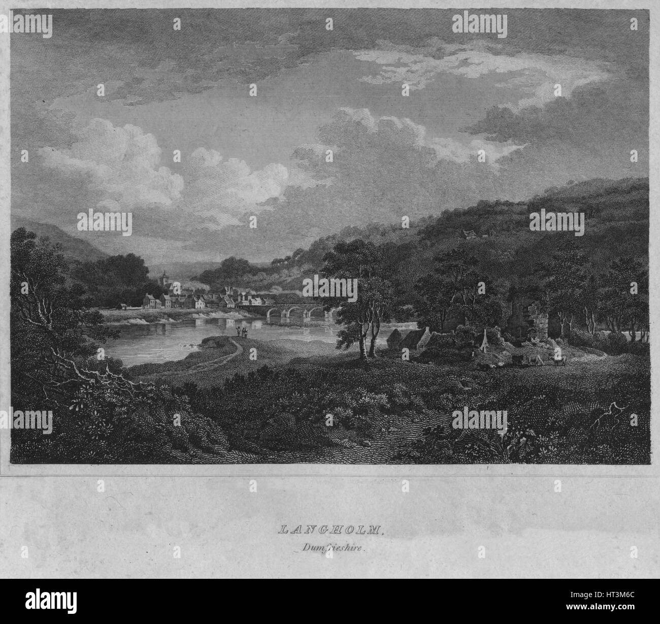 'Langholm, Dumfrieshire', 1814. Artist: John Greig Stock Photo - Alamy