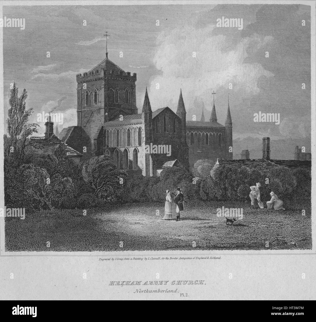 'Hexham Abbey, Church, Northumberland', 1814. Artist: John Greig Stock ...