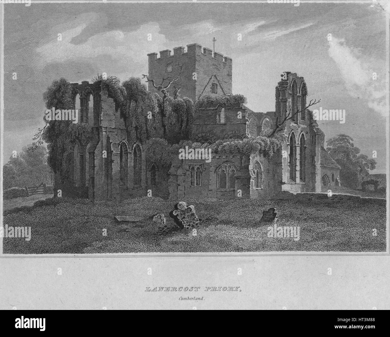 'Lanercost Priory, Cumberland', 1814. Artist: John Greig Stock Photo ...