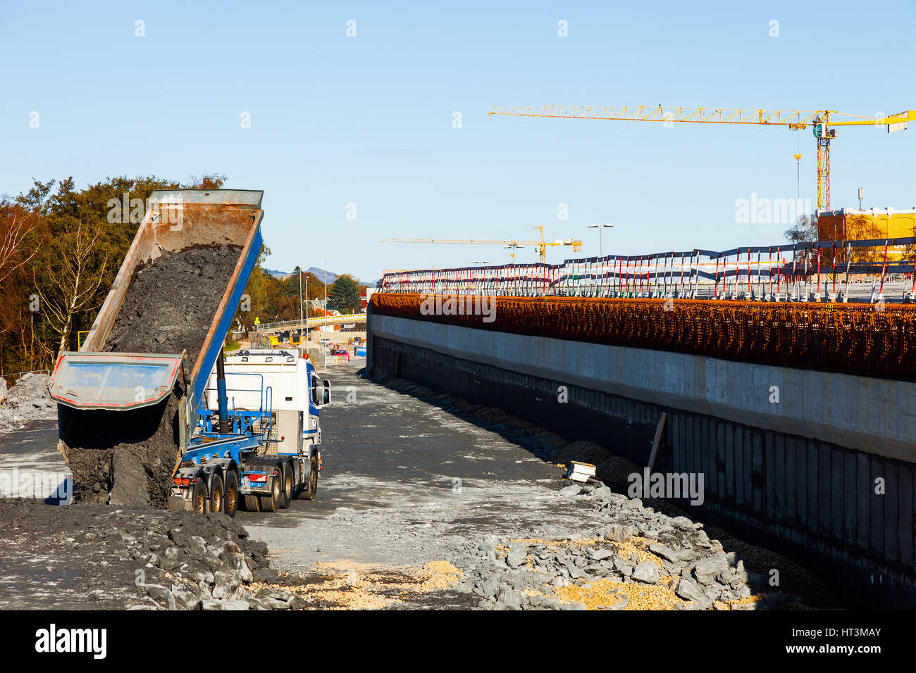 Road under construction with heavy duty machinery Stock Photo - Alamy
