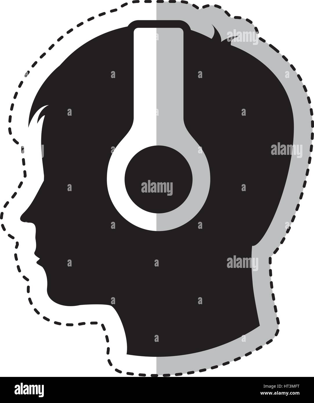 human profile with earphones Stock Vector Image & Art - Alamy