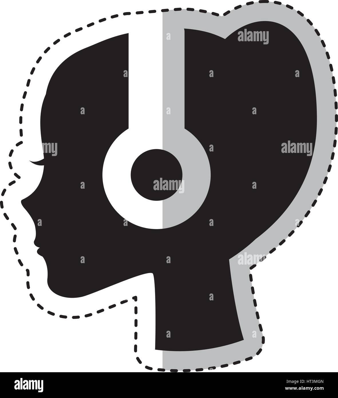 human profile with earphones Stock Vector Image & Art - Alamy