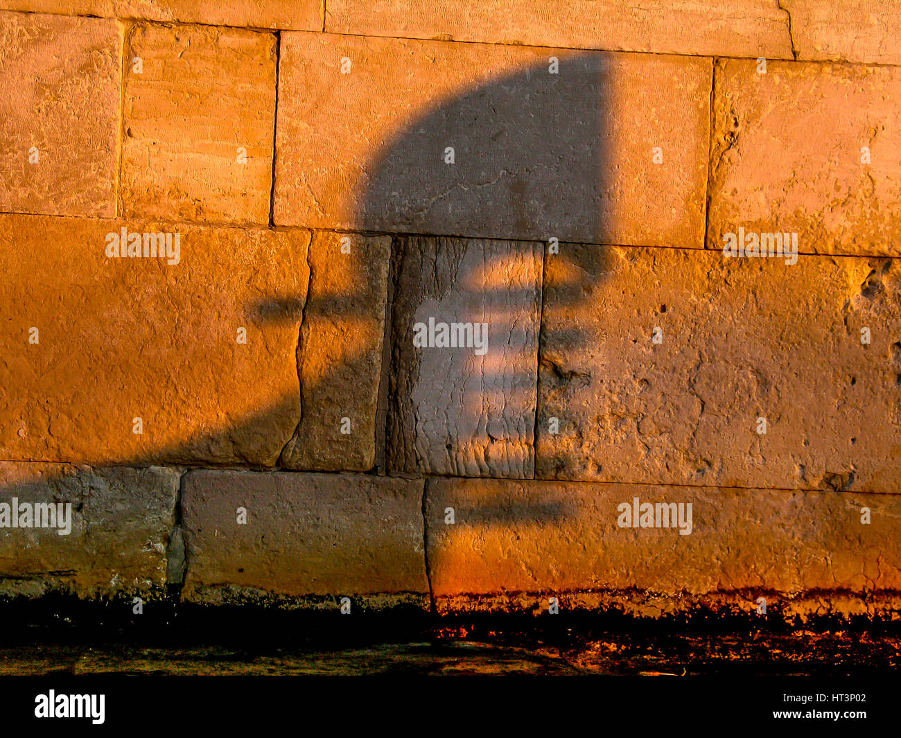During Sunrise. Shadow of a Venetian Gondola on the Historic Walls of ...
