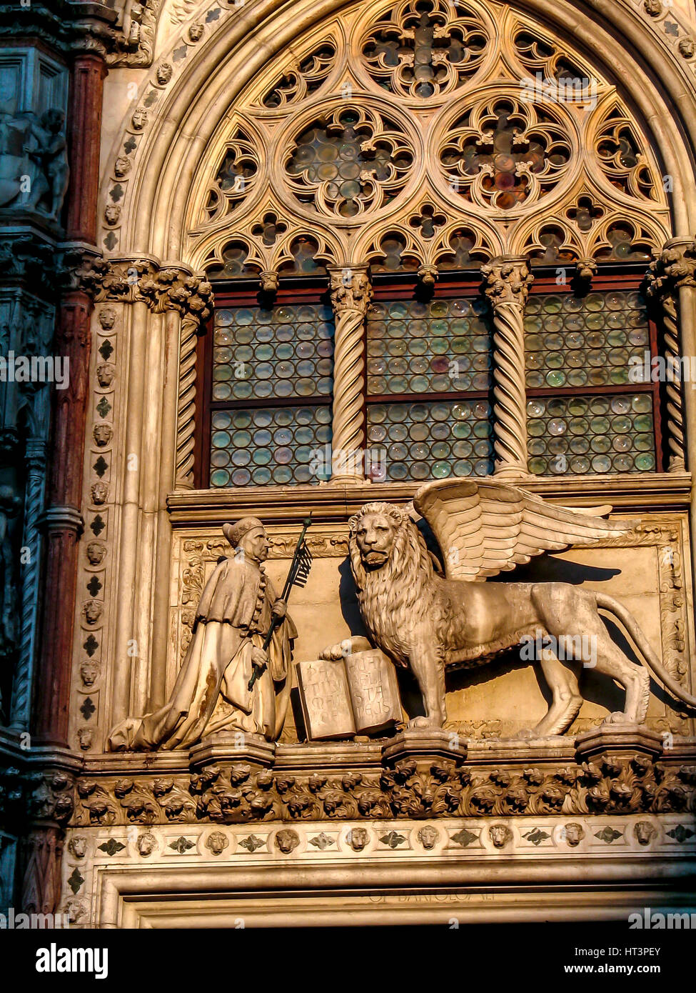 Doge and Lion Statue at St Mark's Basilica in Venice, Italy showcasing ...