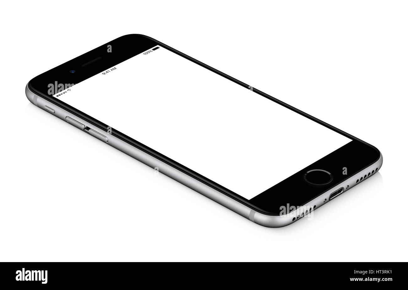 White mobile smart phone mockup slightly rotated both sides with blank ...